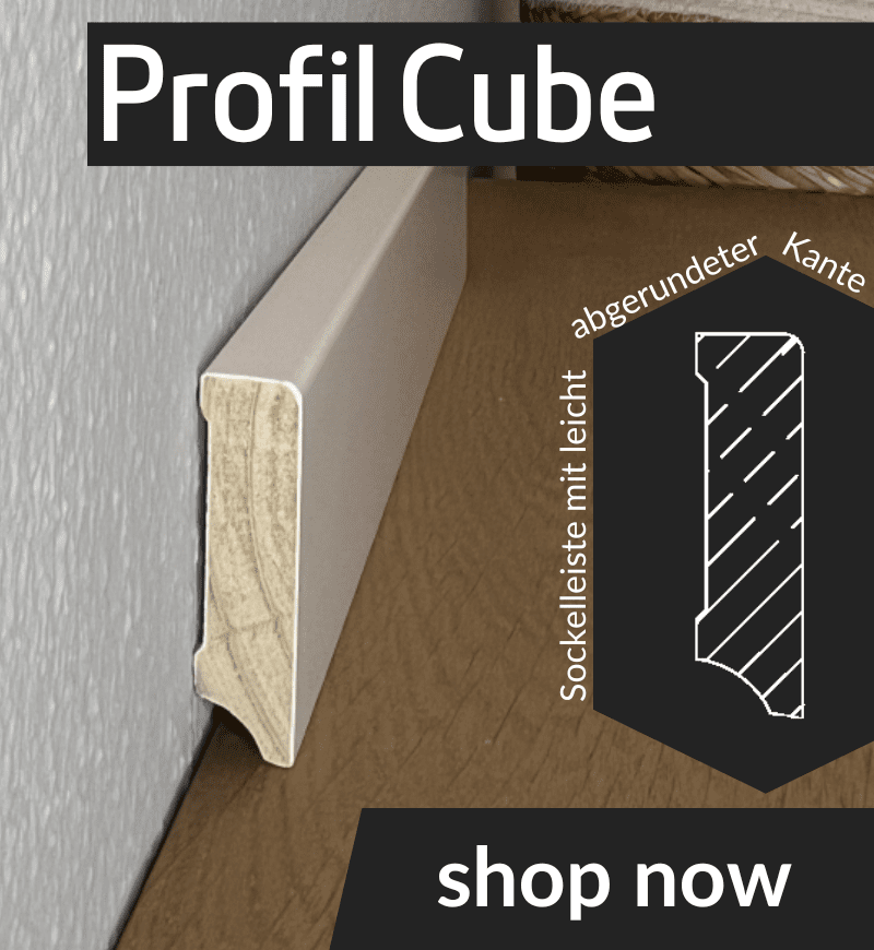 Sockelleisten mit moderner Cube Form in weiß und unterschiedlichen ...